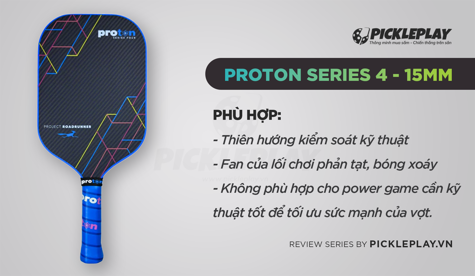 Review of Pickleball Racket Proton Series 4 - Project Roadrunner - Mas ...